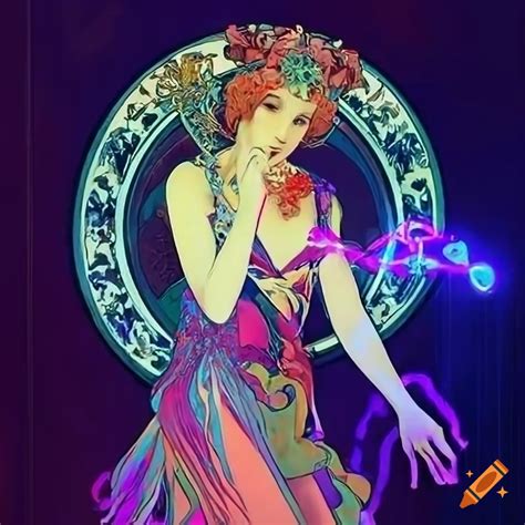 Neon Art Of A Braided Raver Girl In An Extravagant Dress On Craiyon