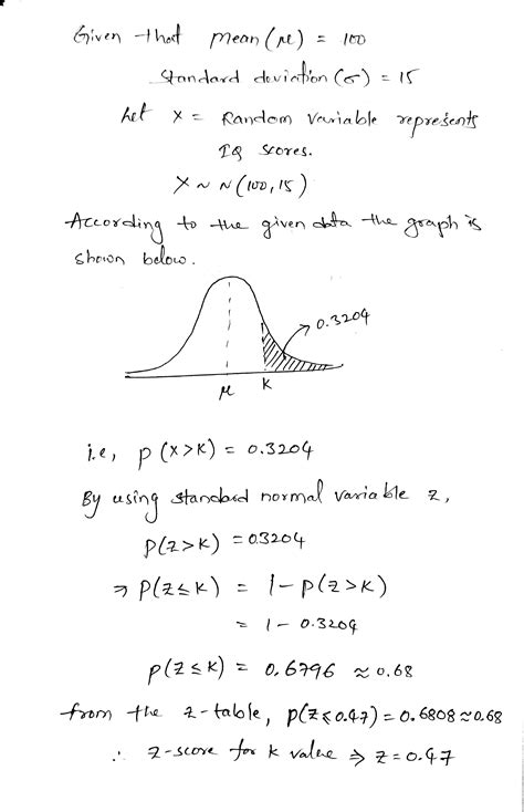 [solved] Find The Indicated Iq Score The Graph To The Right Depicts Iq