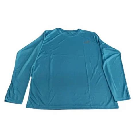 Plain Sky Blue Men Full Sleeves Cotton T Shirt Round Neck At Rs 190 In