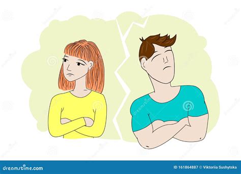 Divorce Vector Illustration Of A Married Couple Who Is Getting