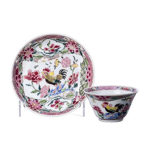 Sold Price Rooster Teacup And Saucer In Chinese Porcelain Yongzheng