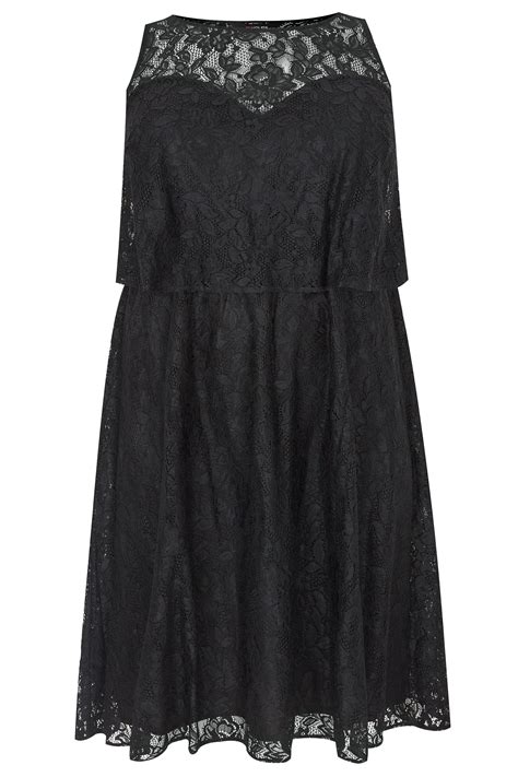 Plus Size Black Layered Lace Dress Sizes 16 To 36 Yours Clothing