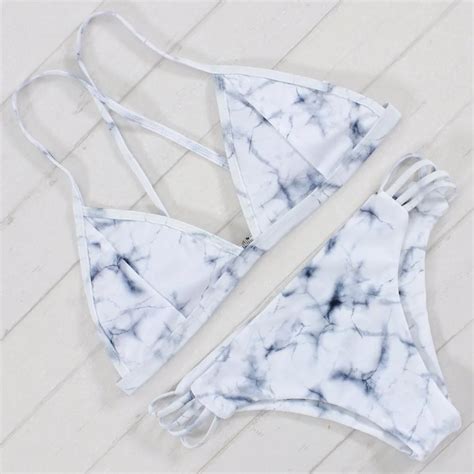 Sexy Bandeau Bikini Set Retro Print Bandage Swimsuit Bikini Brazilian