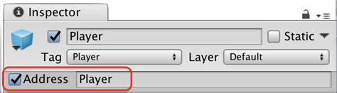 marking an asset as addressable in the inspector window