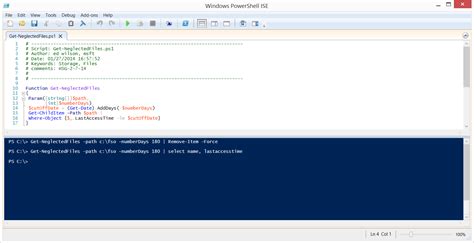 use powershell to find files that have not been accessed scripting