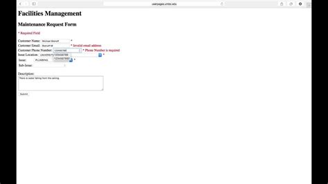 cmsc 331 project 1 facilities management maintenance request form