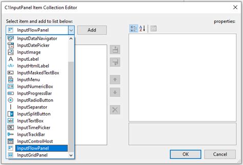 inputflowpanel layout inputpanel for winforms componentone