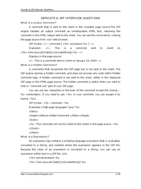 servlets and jsp interview questions java servlet java
