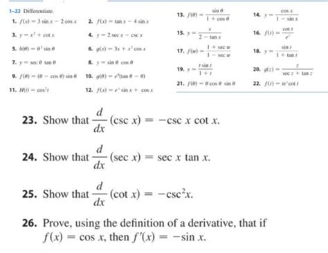 Solved 1 22 Differentiate 1 F X 3sinx−2cosx 2