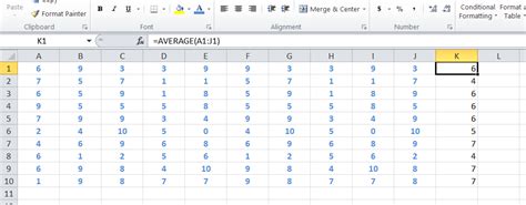 excel getting the average of the rows stack overflow