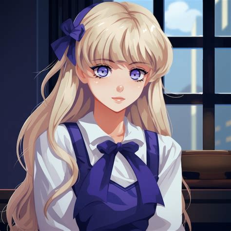 Premium Ai Image An Anime Girl With Long Blonde Hair And Blue Eyes