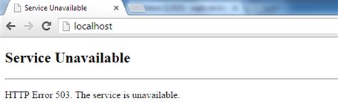 c error 503 the service is unavailable when port 80 is already