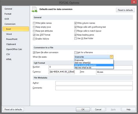 converting to an existing excel file pdf2xl help center