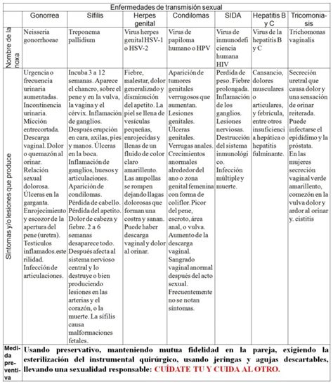 Cuadros Sinópticos Sobre Las Enfermedades De Transmisión Sexual