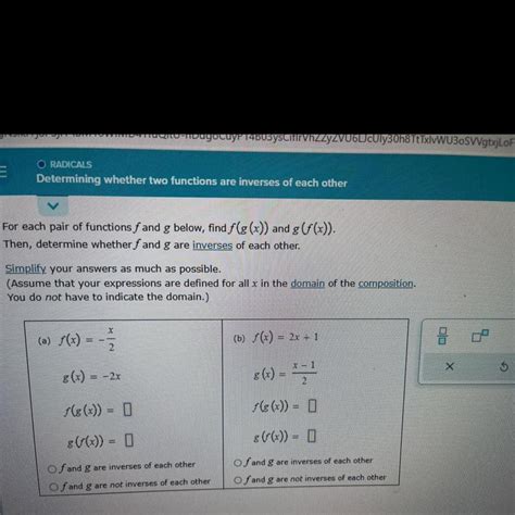 Determining Whether Two Functions Are Inverses Of Each Other Please