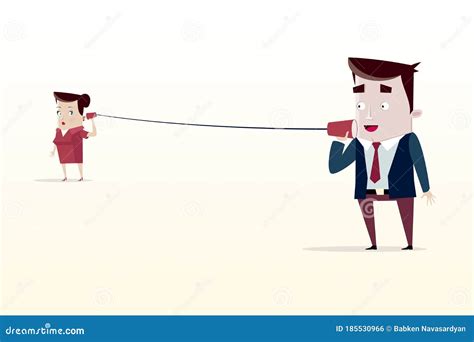 Communications Man And Woman Talking With Cup Telephones Stock Vector