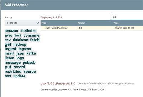 apache nifi processor building a sql ddl schema cloudera