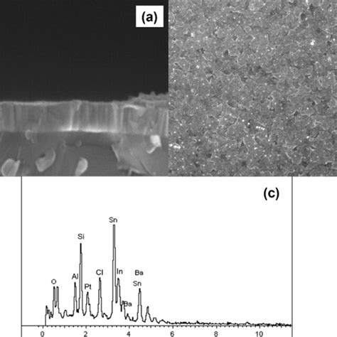 A Cross Sectional Fe Sem Image B Surface Morphology Image And C Edx