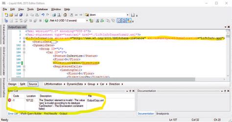 xml document containing enumeration value error fails validation