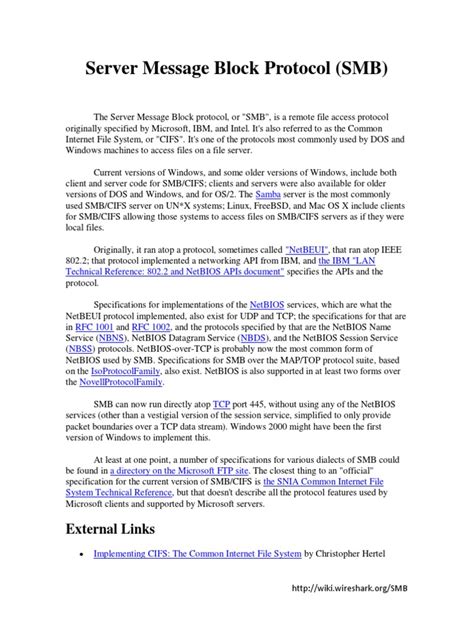 server message block protocol pdf data operating system families