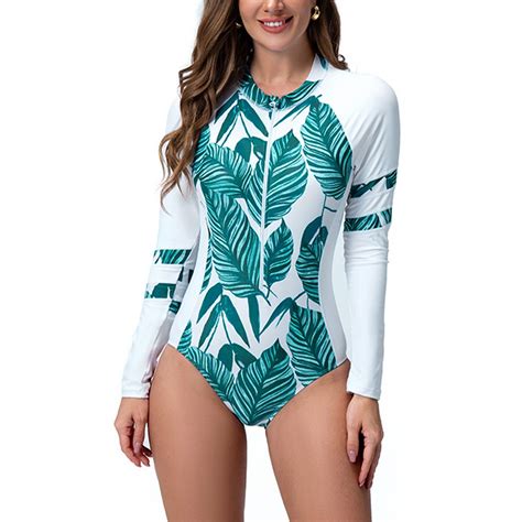 Swimsuits For Women 2024 Zip One Piece Sporty Swimsuits Modest Print