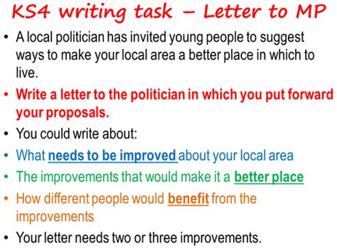 formal letter ks4 letter to mp teaching resources