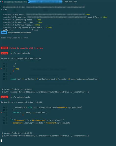 babel error in nuxt index js syntax error unexpected token 92 4
