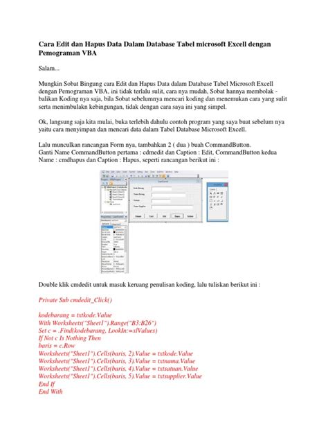 cara edit data dengan vba excel