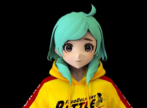 3d Model Anime Girl Low Poly Character 8 Vr Ar Low Poly Rigged