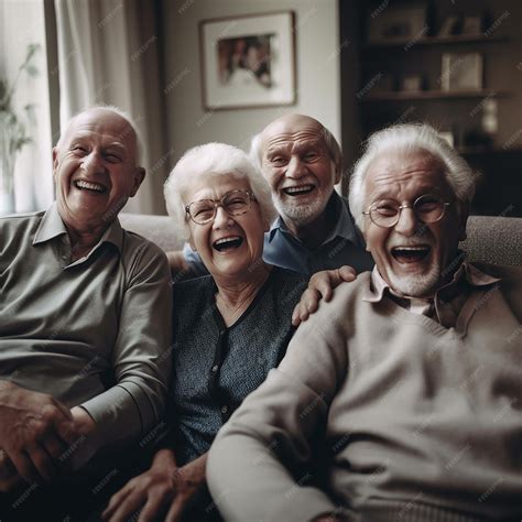 Premium Photo Face Laughing Or Happy Elderly People Old Friends Or