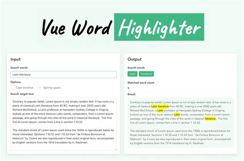 vue word highlighter keyword highlighting made with vue js