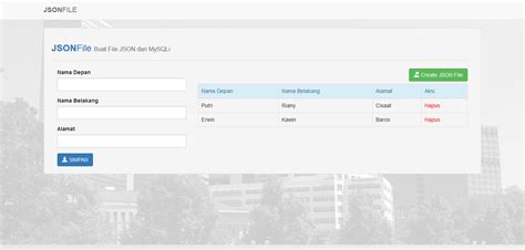 source code php aplikasi membuat file json dari database mysqli
