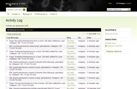 documentation monitoring your system activity log