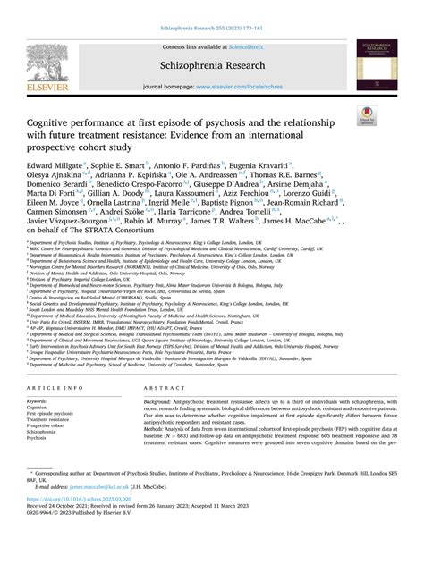Pdf Cognitive Performance At First Episode Of Psychosis And The