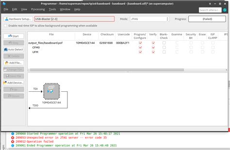 jtag error unexpected error in jtag server error code 35 and can t