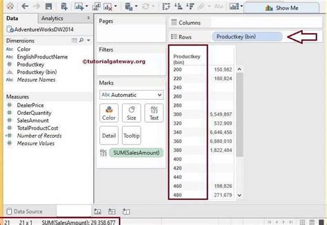 tableau bins