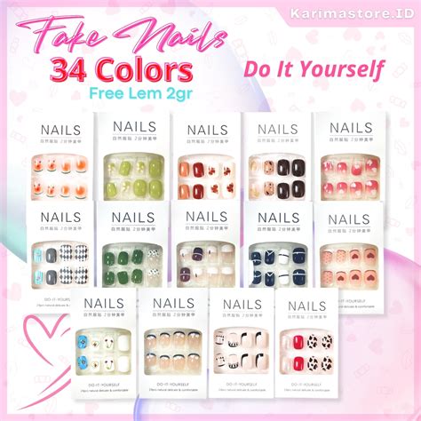 Jual [original] Fake Nails Kuku Palsu 24 Pcs Nail Art 3d Tahan Air