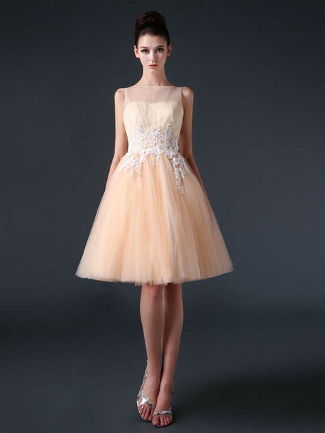 Modest Knee Length Tulle Prom Formal Dress Cc3004 – Jojo Shop