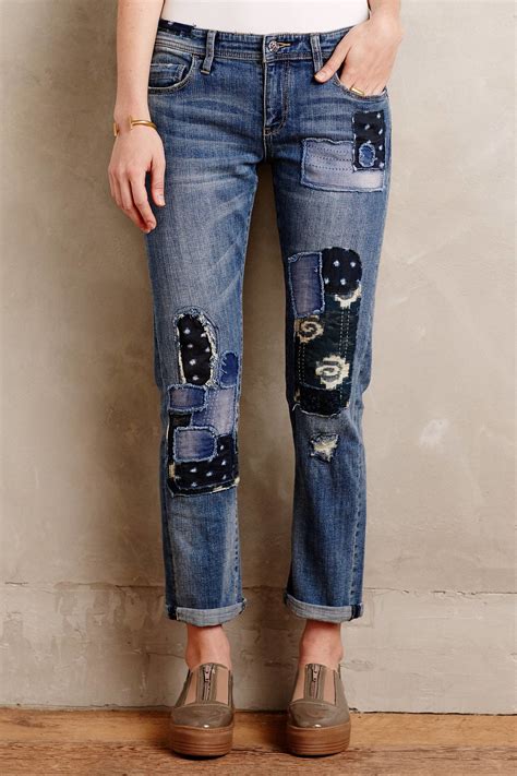 Pilcro Hyphen Patchwork Jeans In Blue Tinted Denim Lyst