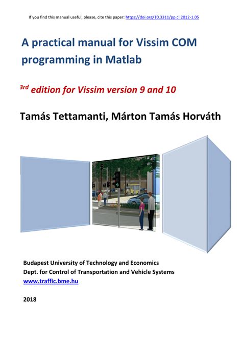 pdf a practical manual for vissim com programming in matlab 3rd