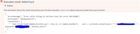 python using cx oracle and lambda layer getting aws