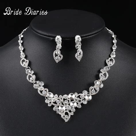 Bride Diaries Elegant Crystal Bridal Jewelry Sets Gorgeous Silver Color