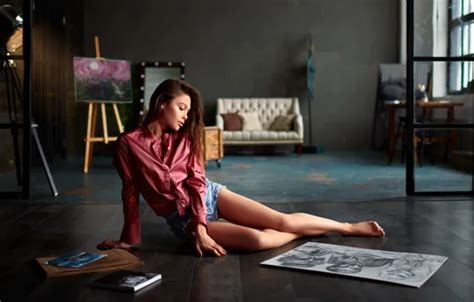 Wallpaper Girl Model Shorts Long Hair Legs Brown Hair Photo