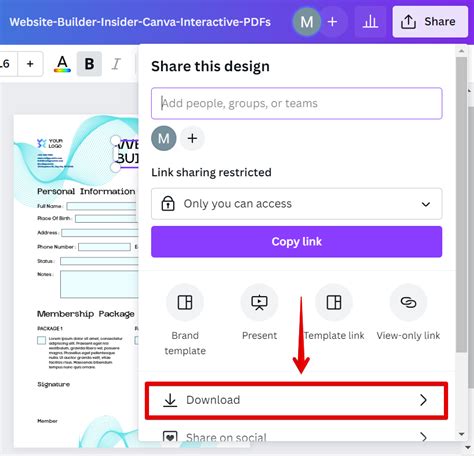 how do i make an interactive pdf in canva
