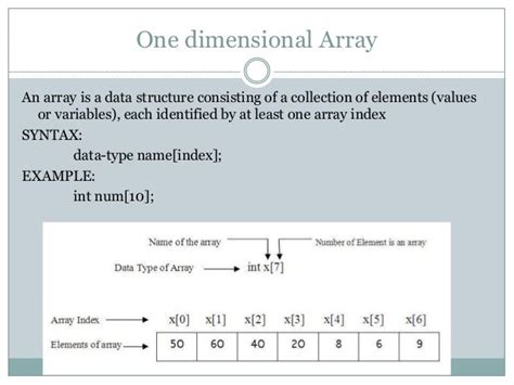 array introduction one dimensional array multidimensional array