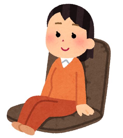 無料イラスト かわいいフリー素材集 座椅子に座る人のイラスト（女性）
