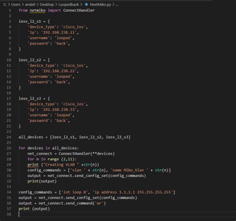python3 network programming review of a netmiko python