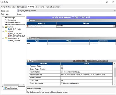 how to add header fields to flat files in informatica power center