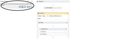 word document error help uipath community forum