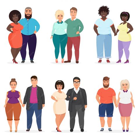 Premium Vector Cartoon Happy And Smiling Plus Size People Couples